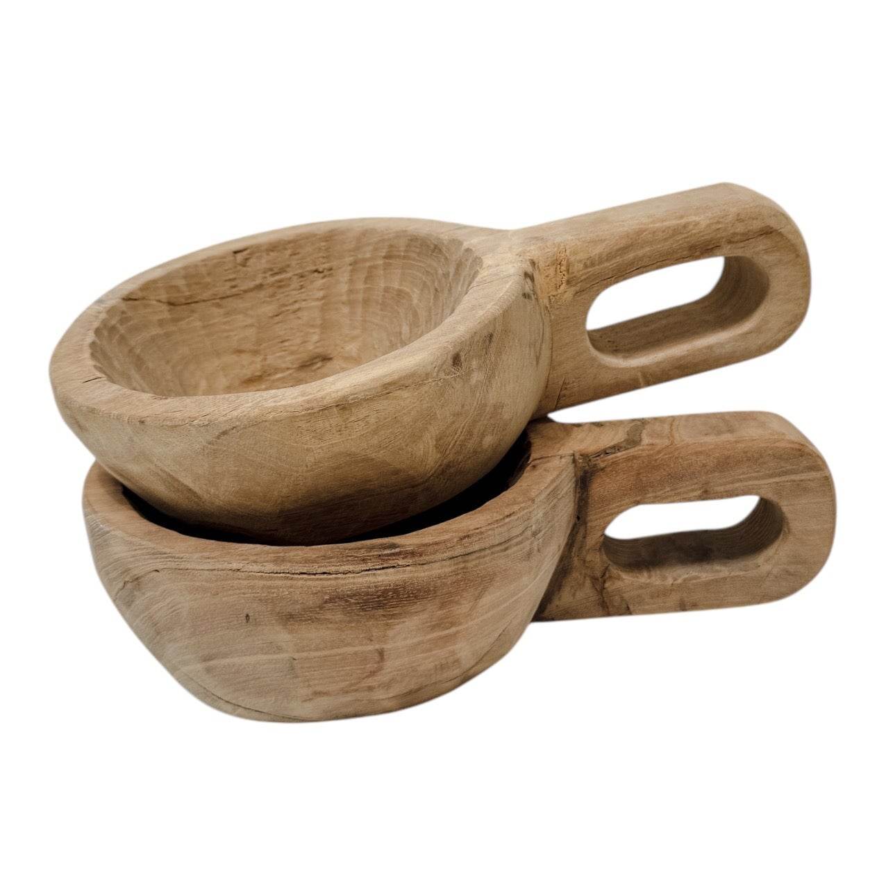 Round Wooden Display Dish – Rustic Timber Styling Bowl with Handle ...
